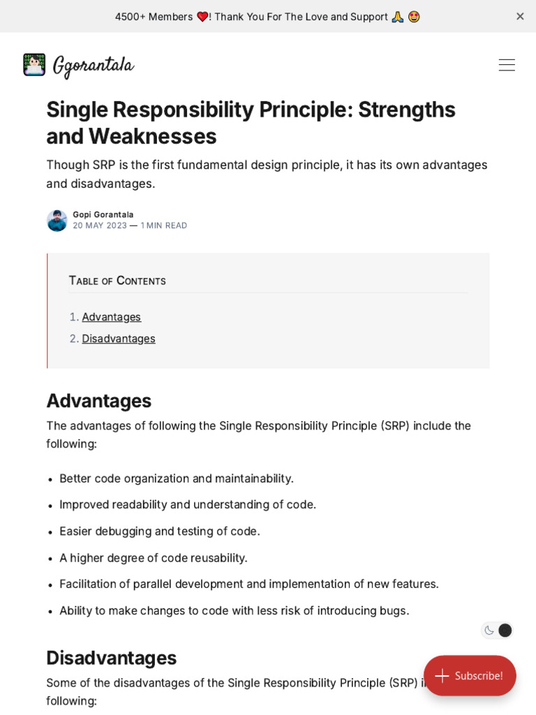 Single Responsibility Principle - Strengths and Weaknesses | PDF ...