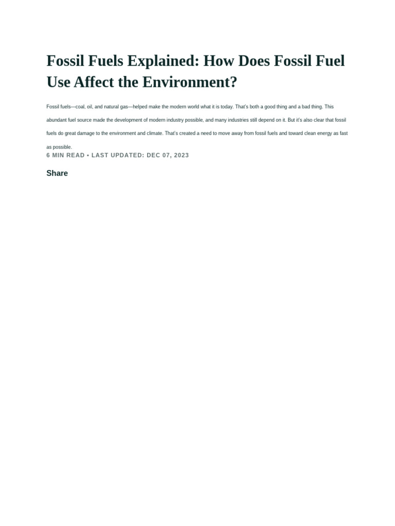 Fossil Fuels Explained | PDF | Natural Gas | Fossil Fuels