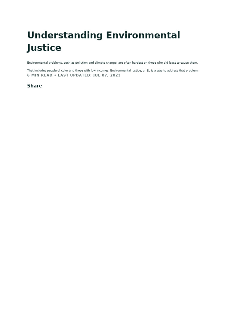 Understanding Environmental Justice | PDF | Waste | Climate Change