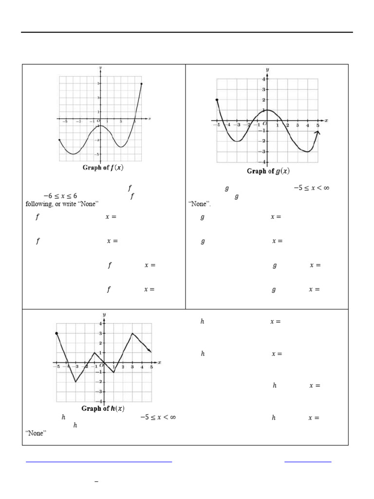AP Precalculus Worksheet 1.1 1.6B Review | PDF | Zero Of A Function ...