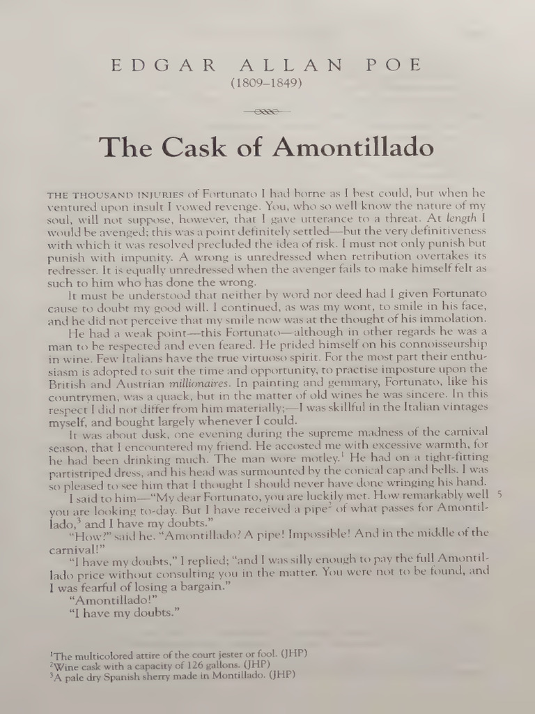 Paper4-02-The Cask of Amontillado-Edgar Allan Poe | PDF