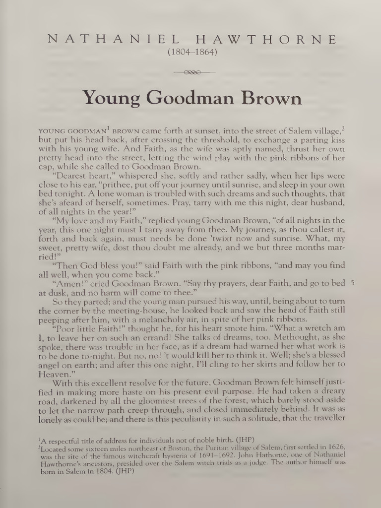Paper2 03 Young Goodman Brown Nathaniel Hawthorne | PDF