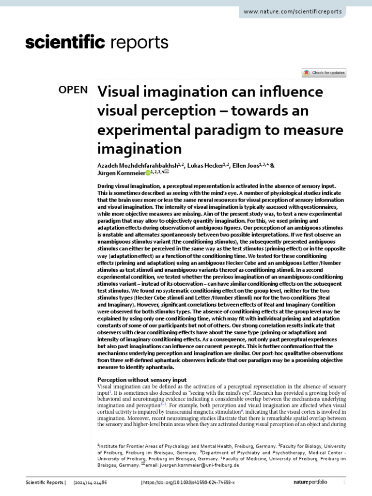 Kornmeyer, Jürgen, Et Al. (2024) - "Visual Imagination Can Influence ...