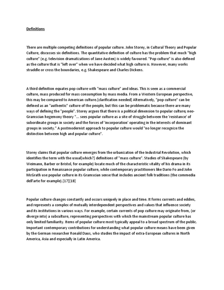 Definitions of Pop Lit | PDF | Popular Culture | Cultural Anthropology