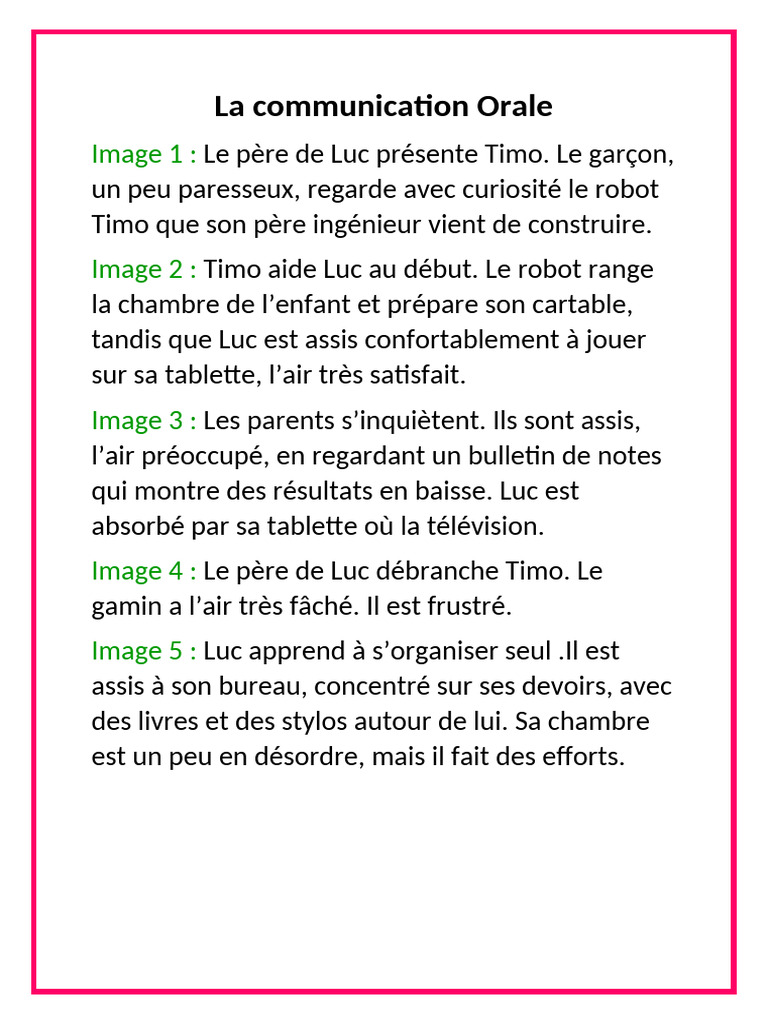 La Communication Orale Le Robot de Luc | PDF