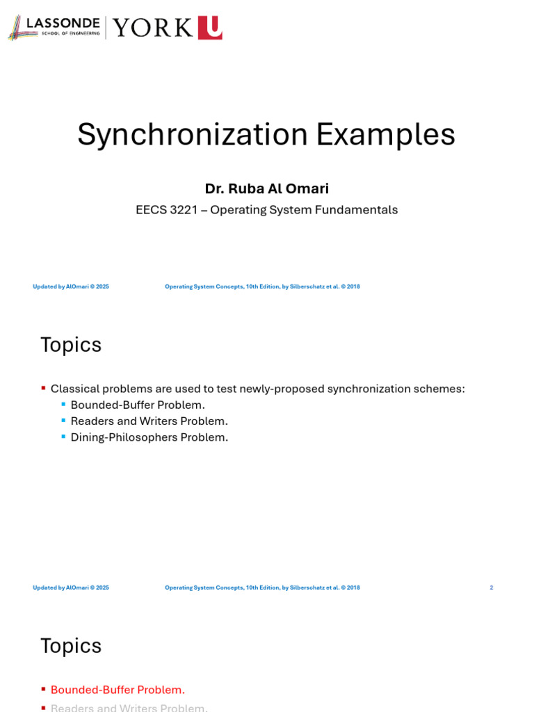 EECS3221 7 Synchronization Examples | PDF | Computer Engineering ...
