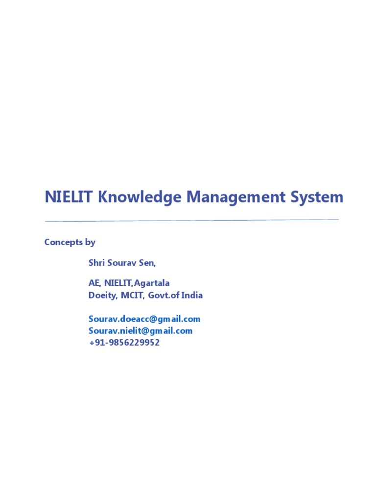 NIELIT Knowledge Management System Overview | PDF | Knowledge ...