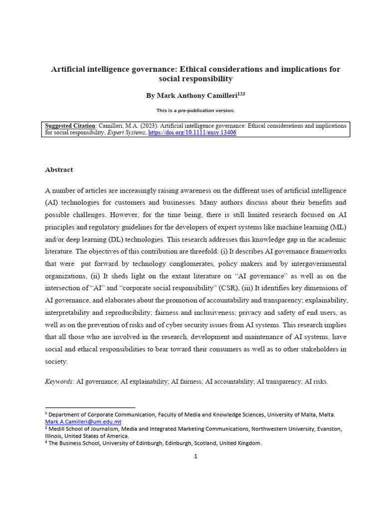 AI Governance Framework | PDF | Artificial Intelligence | Intelligence ...