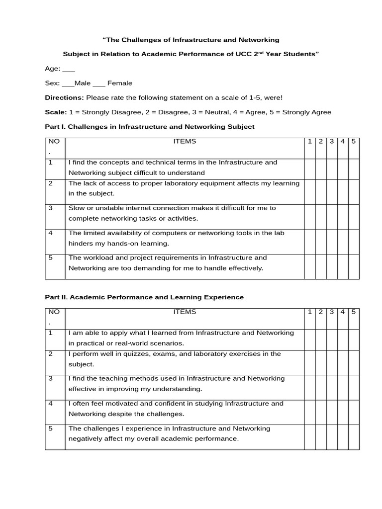 The Challenges of Infrastructure and Networking SURVEY | PDF | Learning ...