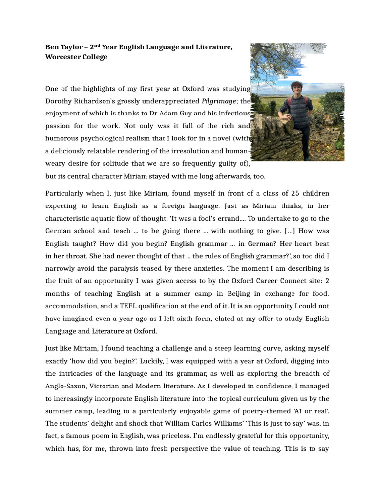 Ben Taylor Student Profile | PDF