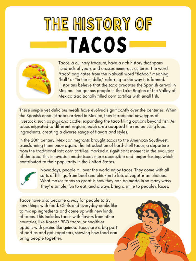 Tacos Reading Comprehension Worksheet For Middle School in A Yellow Red ...