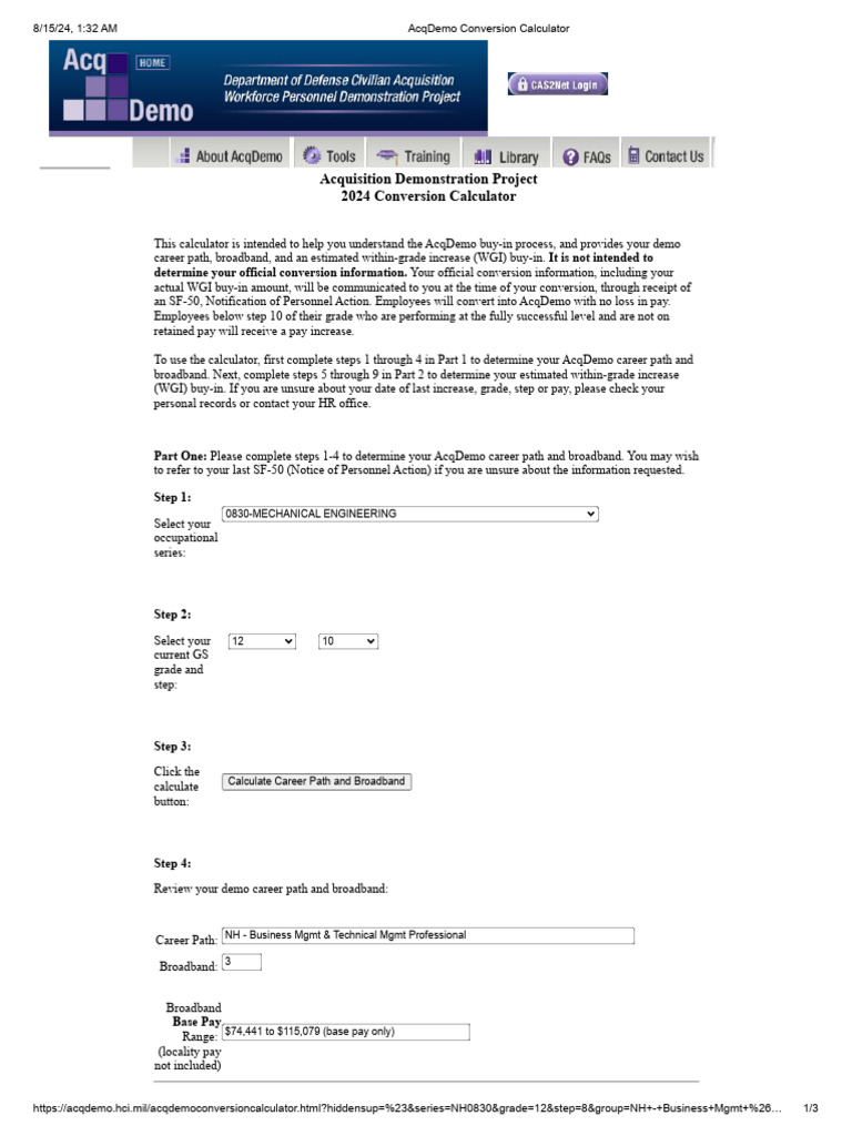 AcqDemo Conversion Calculator - SJM GS12S10 Example | PDF