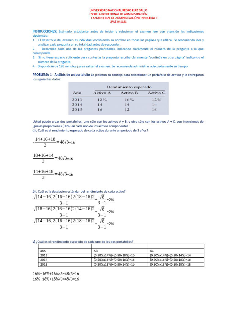 Examen Final Adm Financiera i Final (1) | PDF