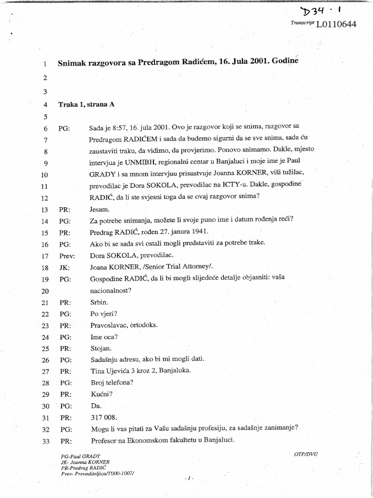 Intervju Predrag Radić 2001 | PDF