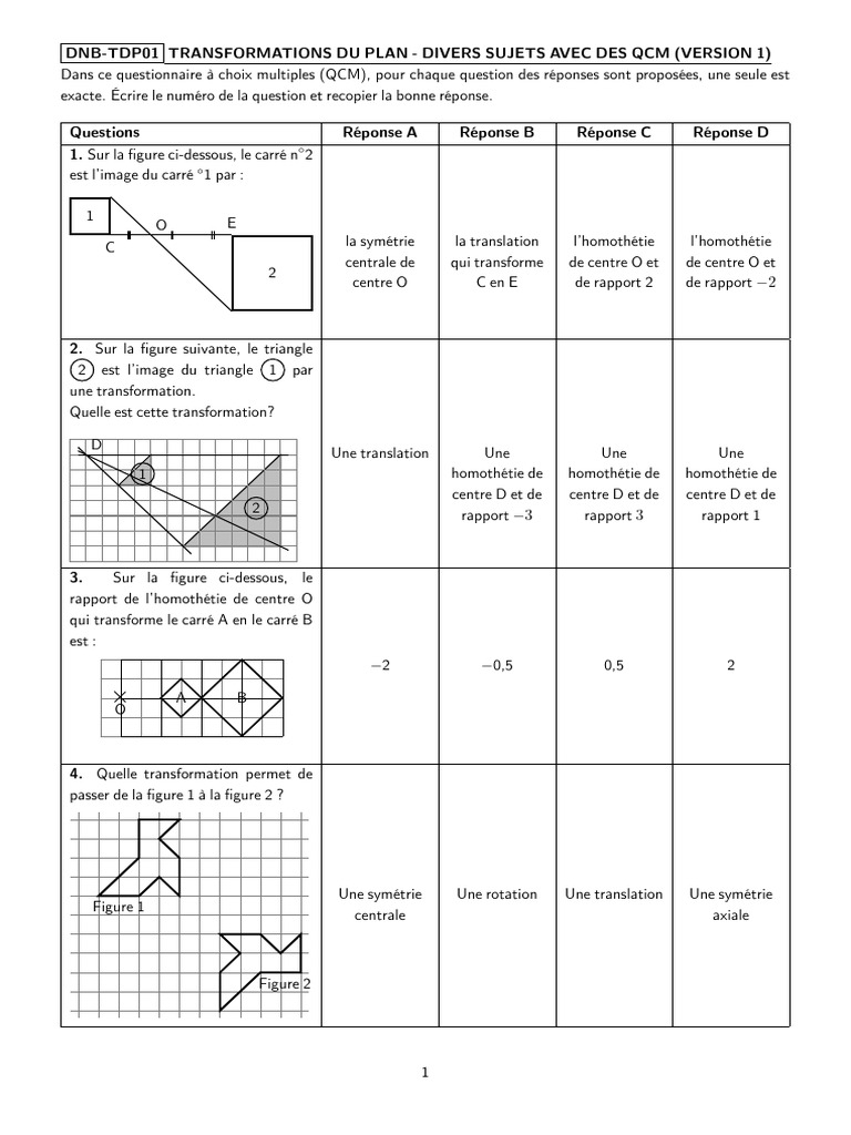 Exercices Type Brevet Transformations | PDF | Zone | Rectangle