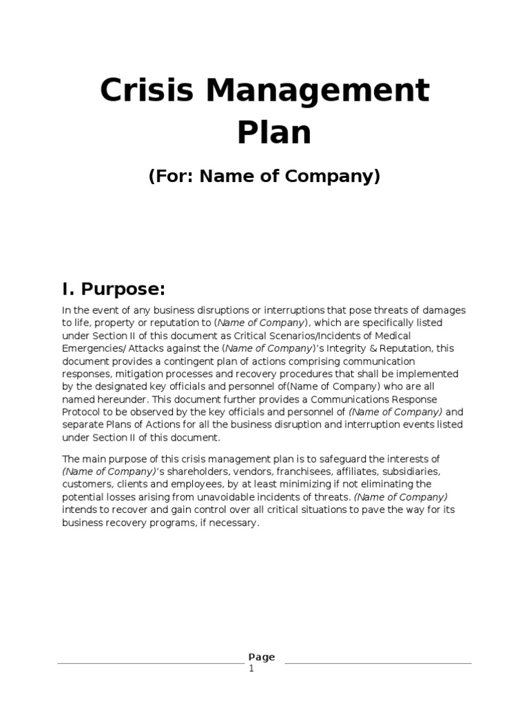 BB7248 Crisis Management Plan Template | PDF | Crisis Management ...