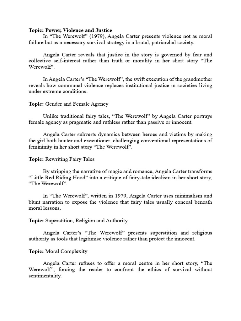 Angela Carter Study Sheet | PDF