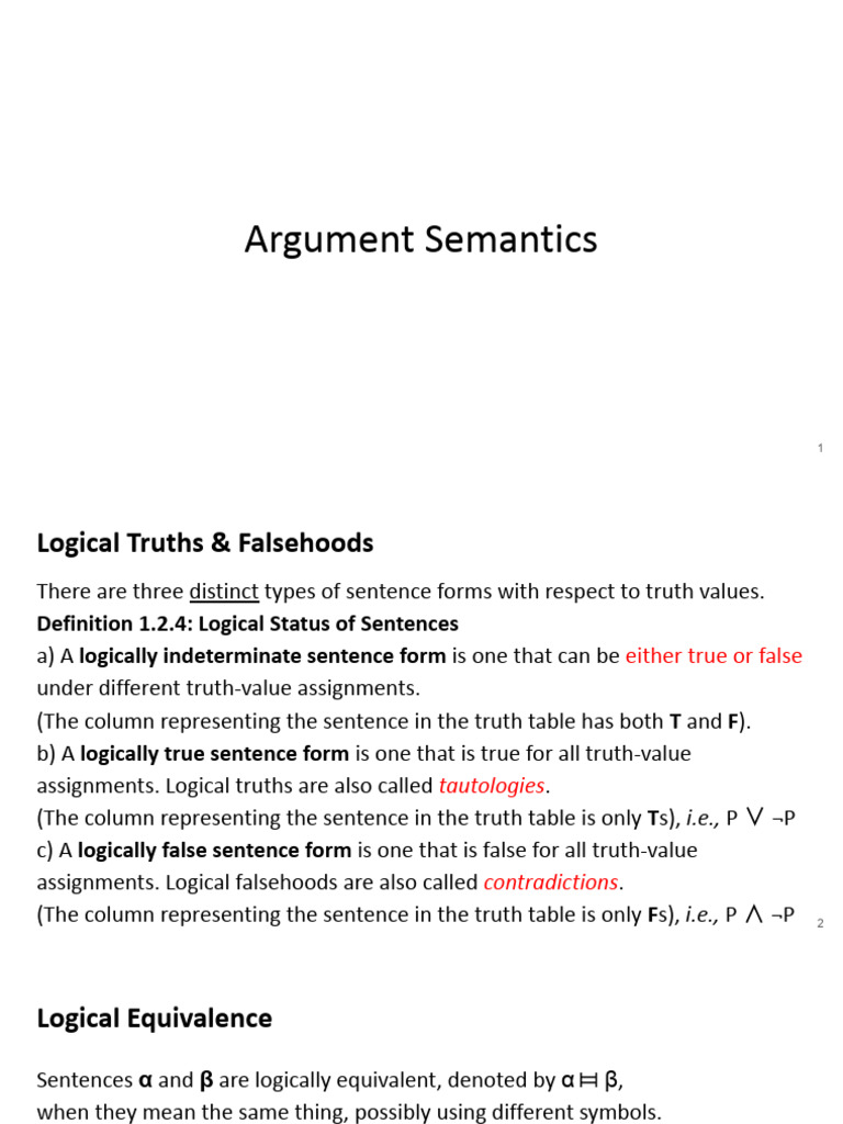 Argument Semantics | PDF | If And Only If | Logical Consequence
