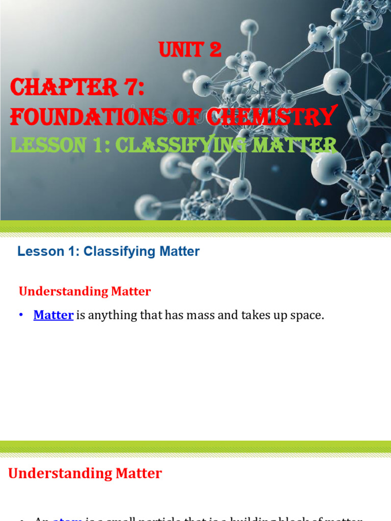 Chapter 7 - Lesson 1 - Classifying Matter - Lecture Slides | PDF ...