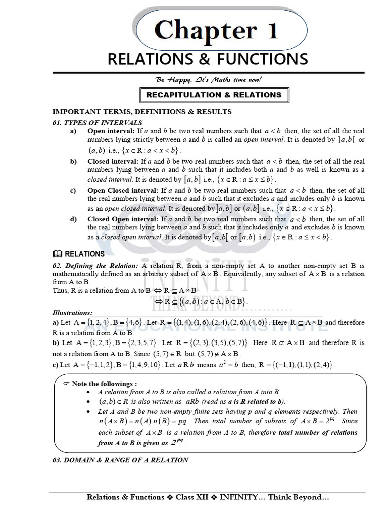 Relations and Functions NOTES | PDF | Function (Mathematics) | Set ...
