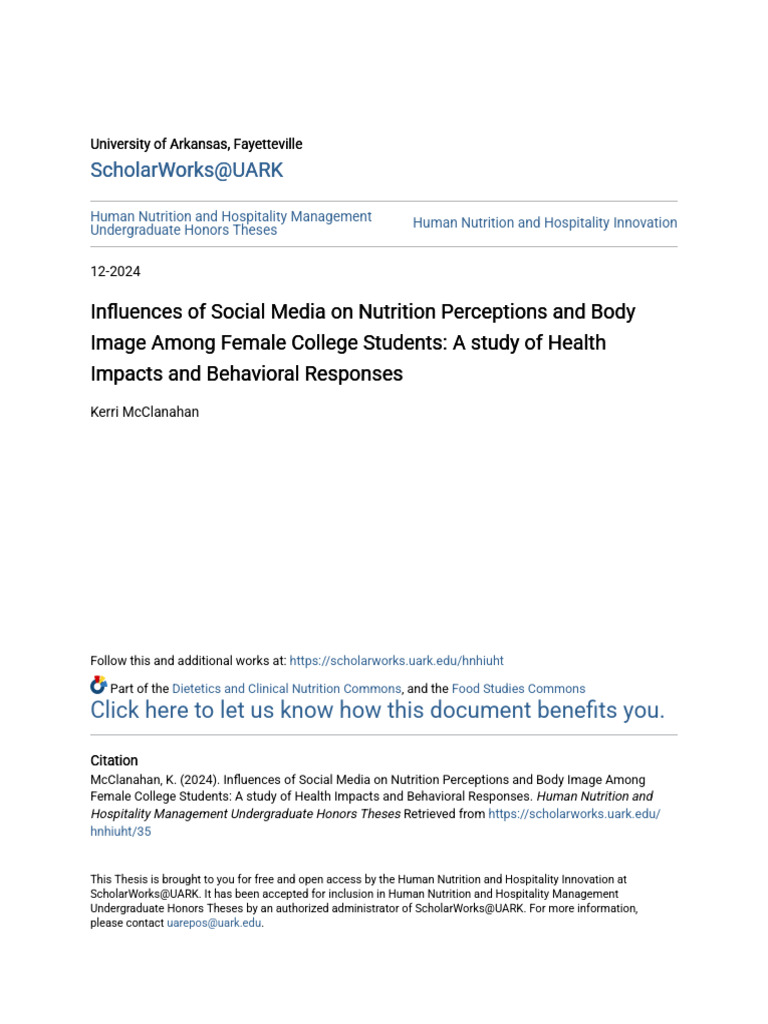 Influences of Social Media On Nutrition Perceptions and Body Imag | PDF ...