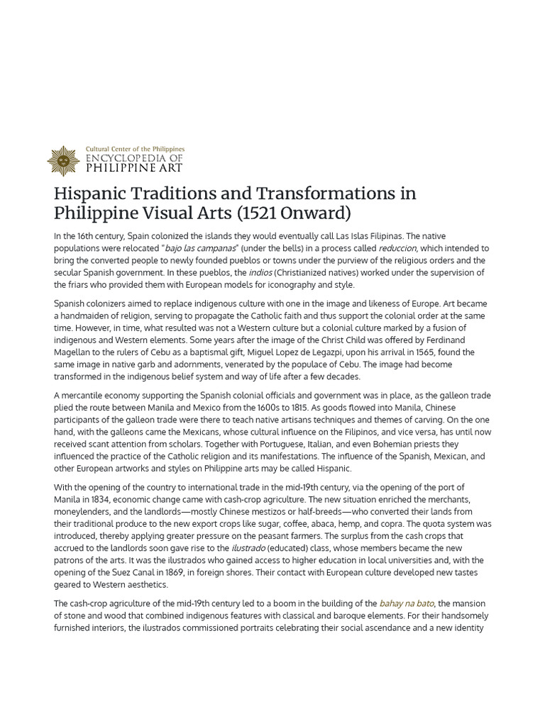 Hispanic Traditions and Transformations in Philippine Visual Arts 1521 ...