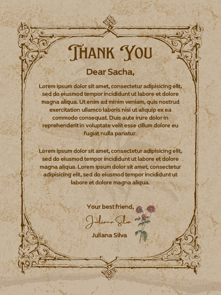 Brown Vintage Old Paper Thank You Letter A4 | PDF