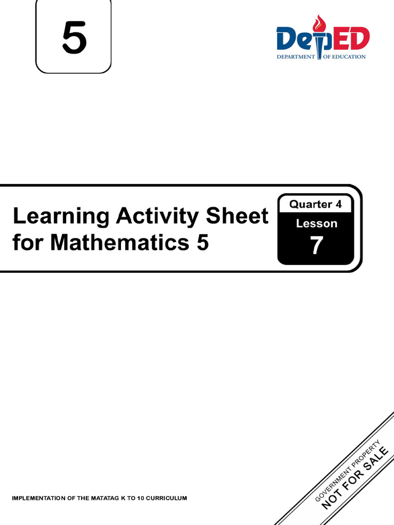 Q4 - WS - Mathematics 5 Lesson 7 Week 7 | PDF | Area | Curriculum