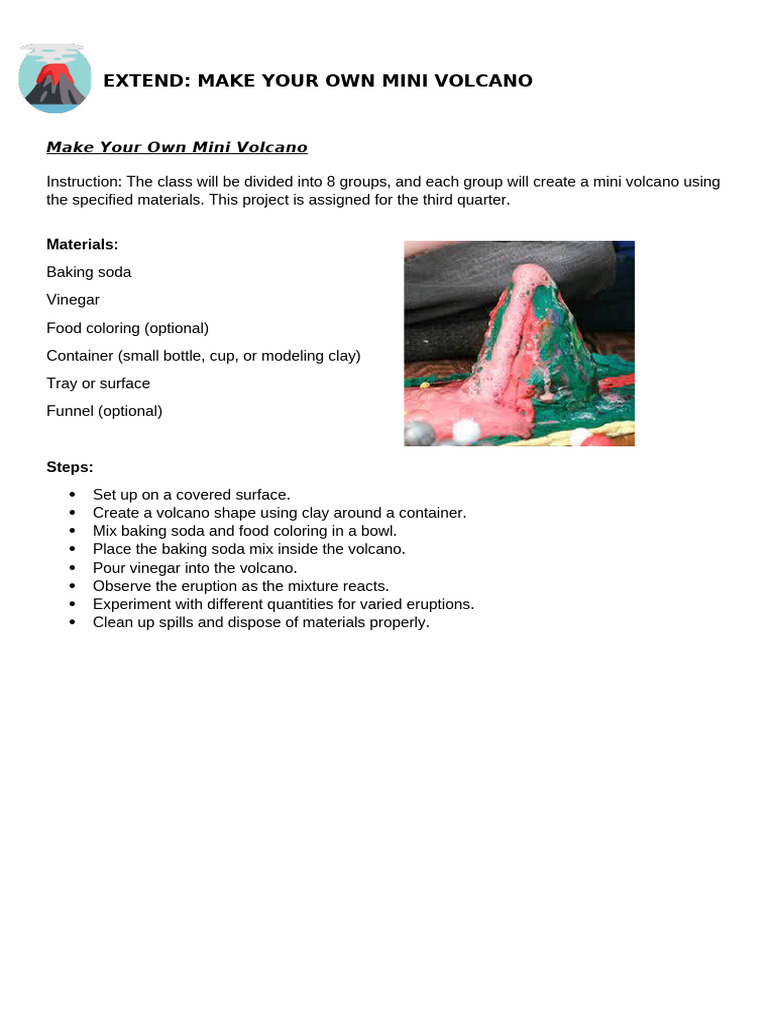 Extend-Make Your Own Mini Volcano | PDF