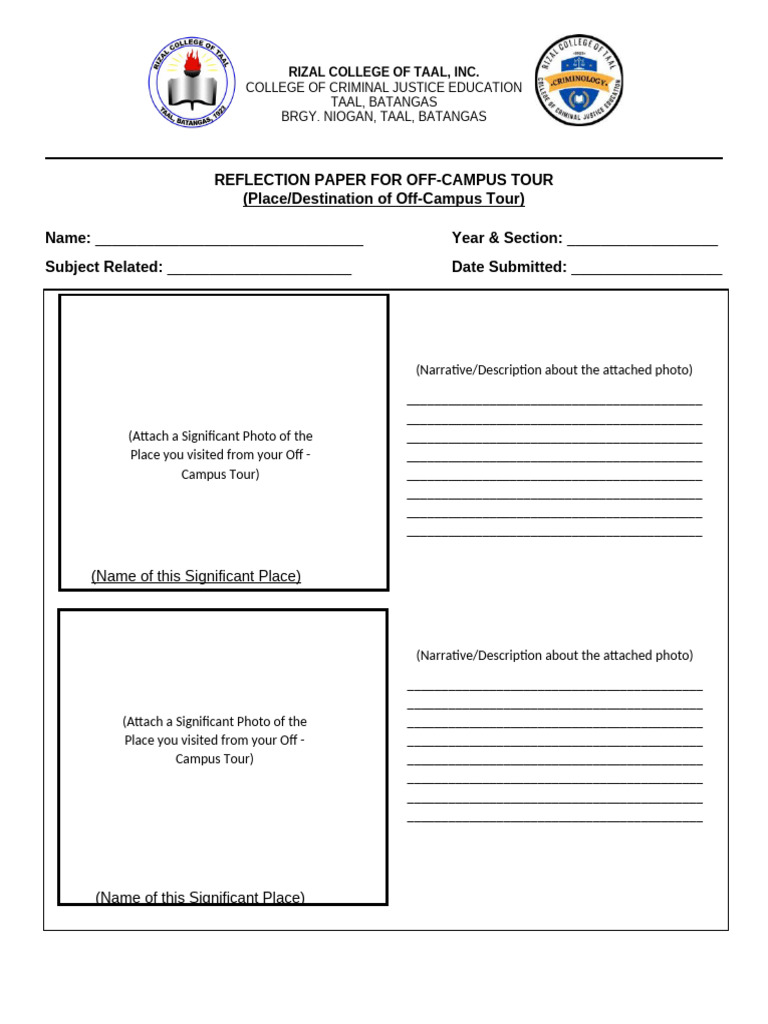 1ST YEAR Reflection Paper For The Off Campus Tour 2025 | PDF | Chess ...