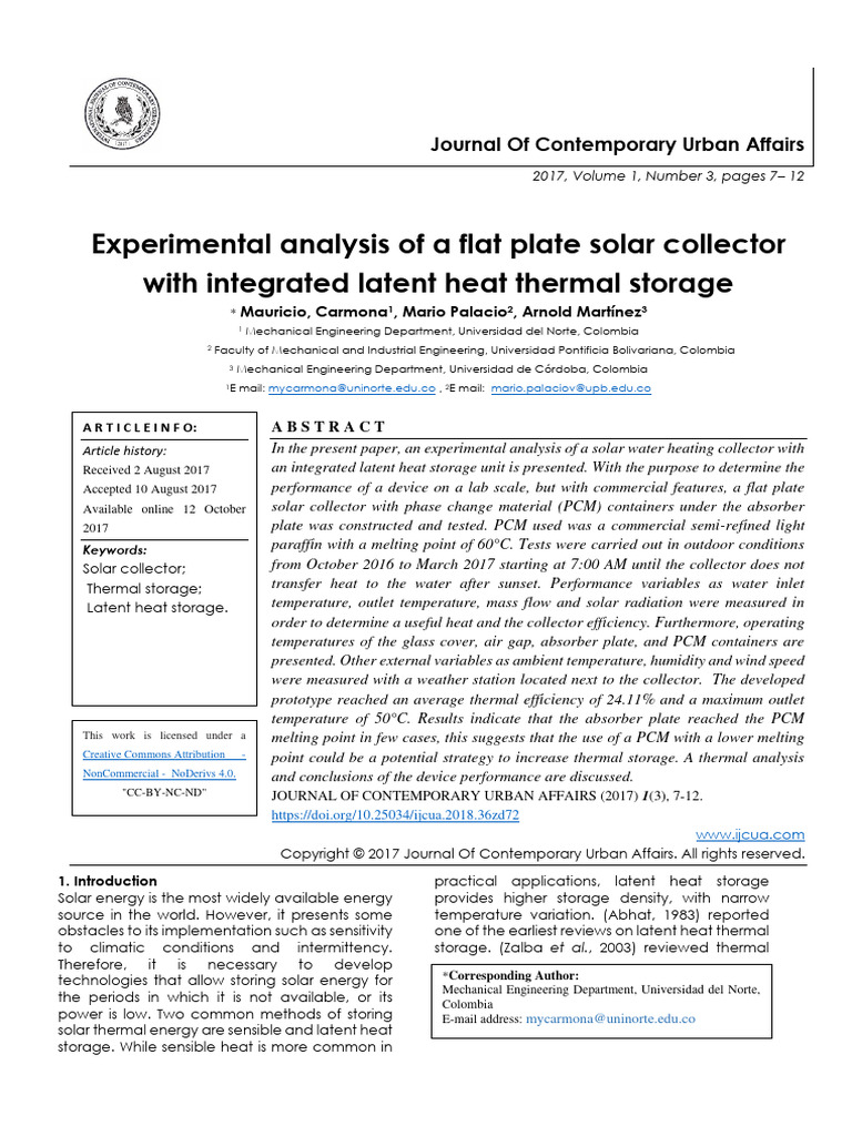 Experimental Analysis of A Flat Plate So | PDF | Heat | Latent Heat