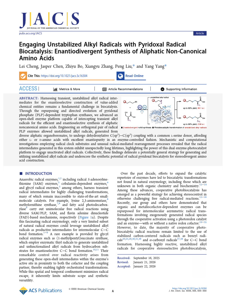 Engaging Unstabilized Alkyl Radicals With Pyridoxal Radical ...