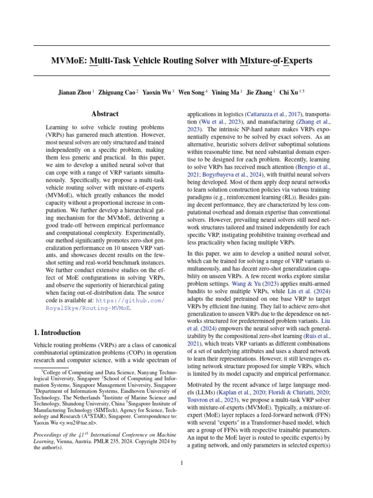 Multi-Task Vehicle Routing Solver With Mixture-Of-Expert | PDF ...