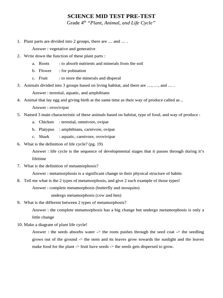 p4 Science Mid Test Pre Test | PDF