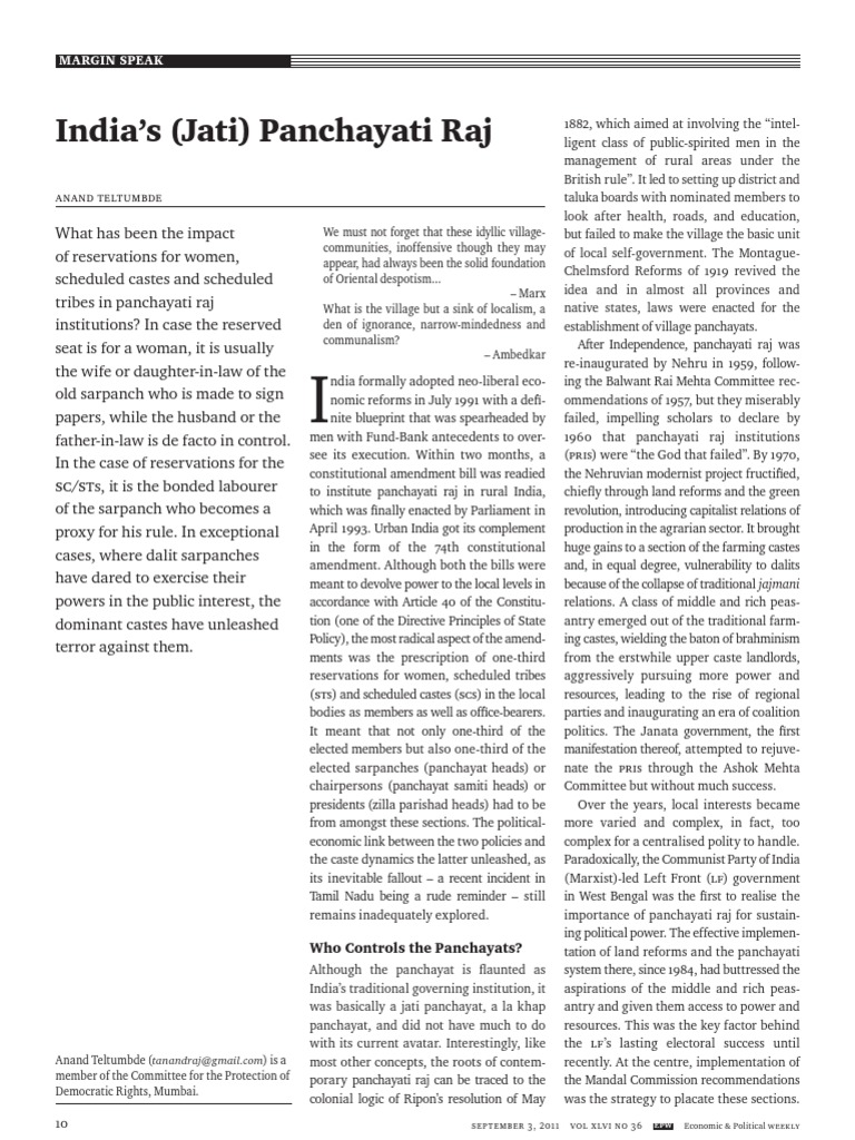 Jati Panchayat | PDF | Dalit | Politics Of India