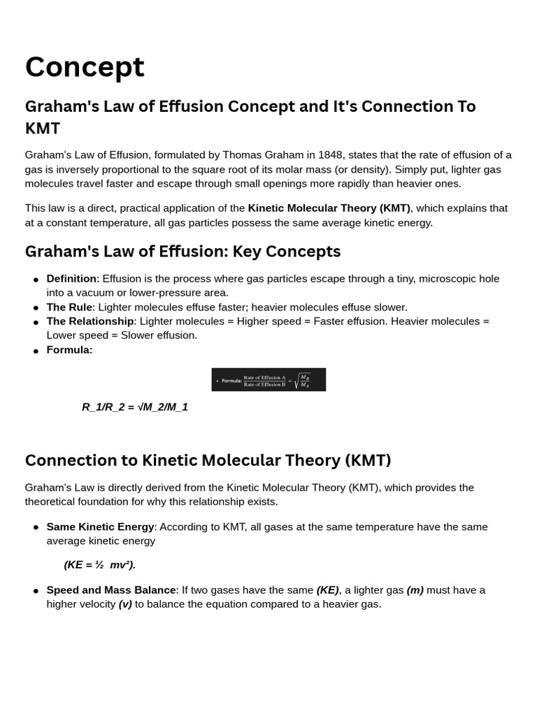 Grahams Law of Effusion States That the Rate at Which a Gas Escapes ...