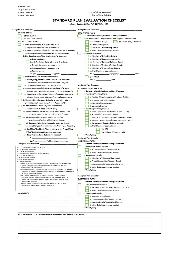 Standard Plan Evaluation Checklist | PDF | Storm Drain