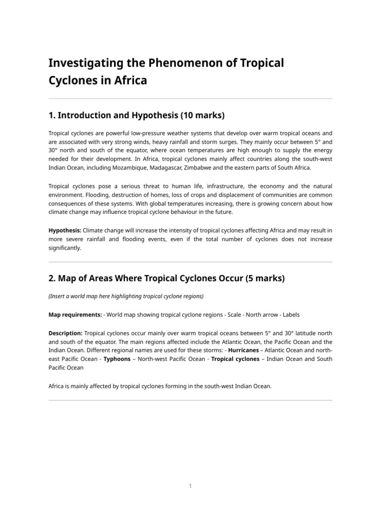 Grade 12 Geography Sba - Tropical Cyclones | PDF | Tropical Cyclones ...