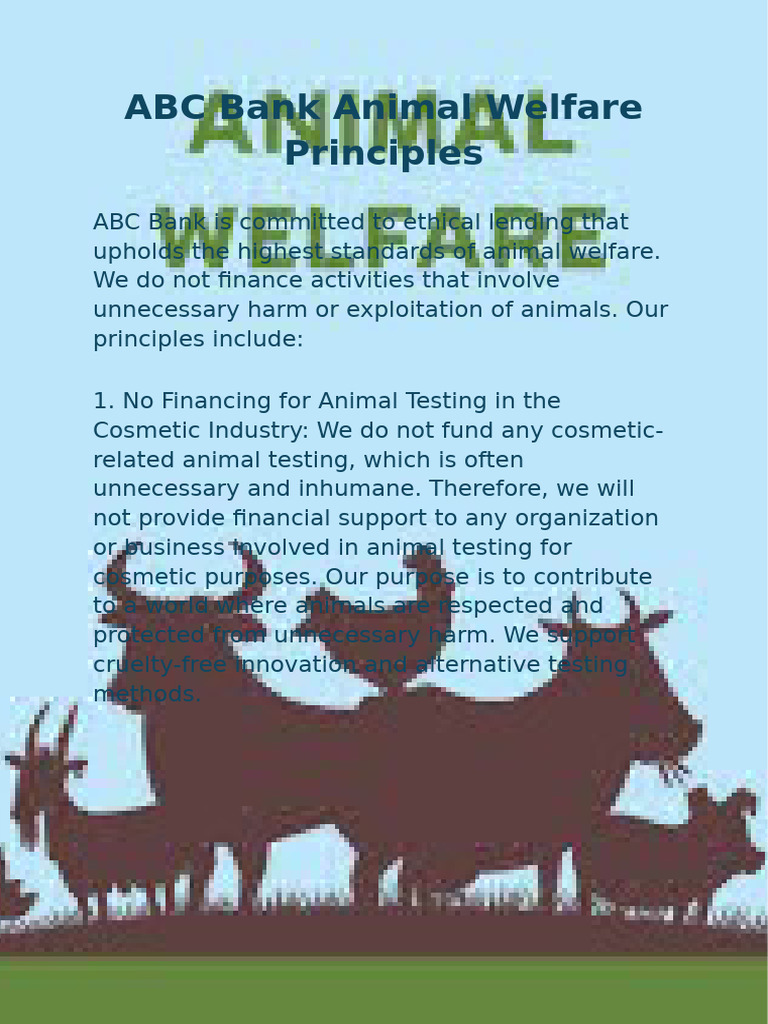 ABC Bank Animal Welfare Principles | PDF | Animal Welfare | Well Being