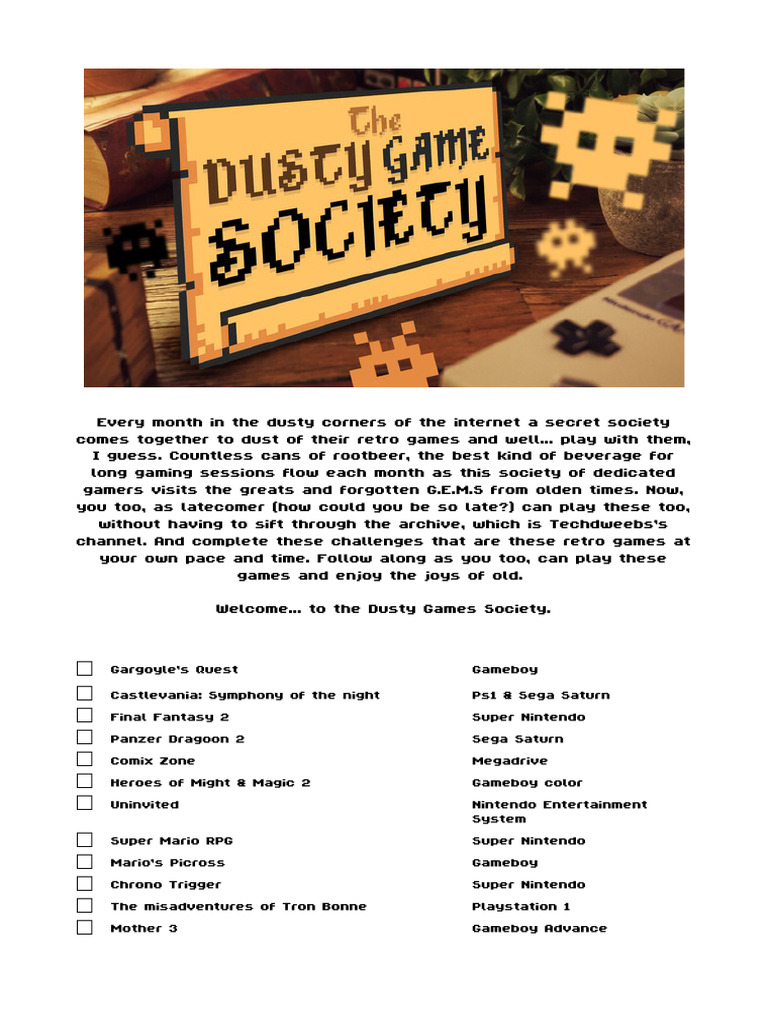 Backlog Dusty Games Society | PDF | Gaming | Play (Activity)
