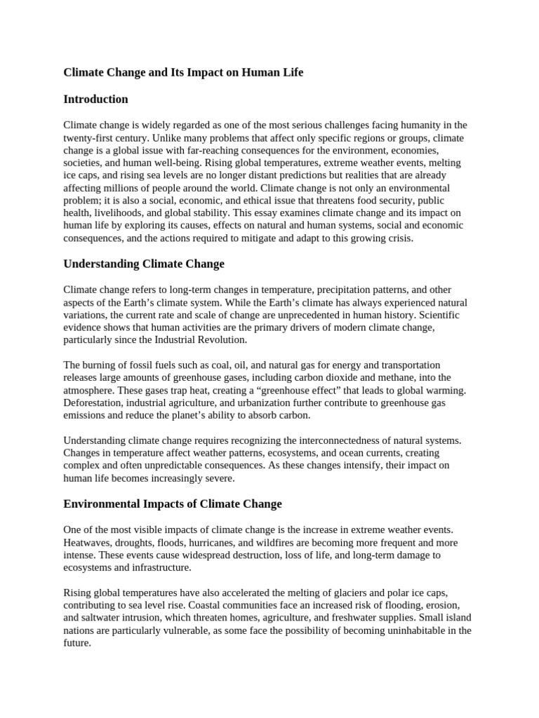 Climate Change and Its Impact On Human Life | PDF | Climate Change ...