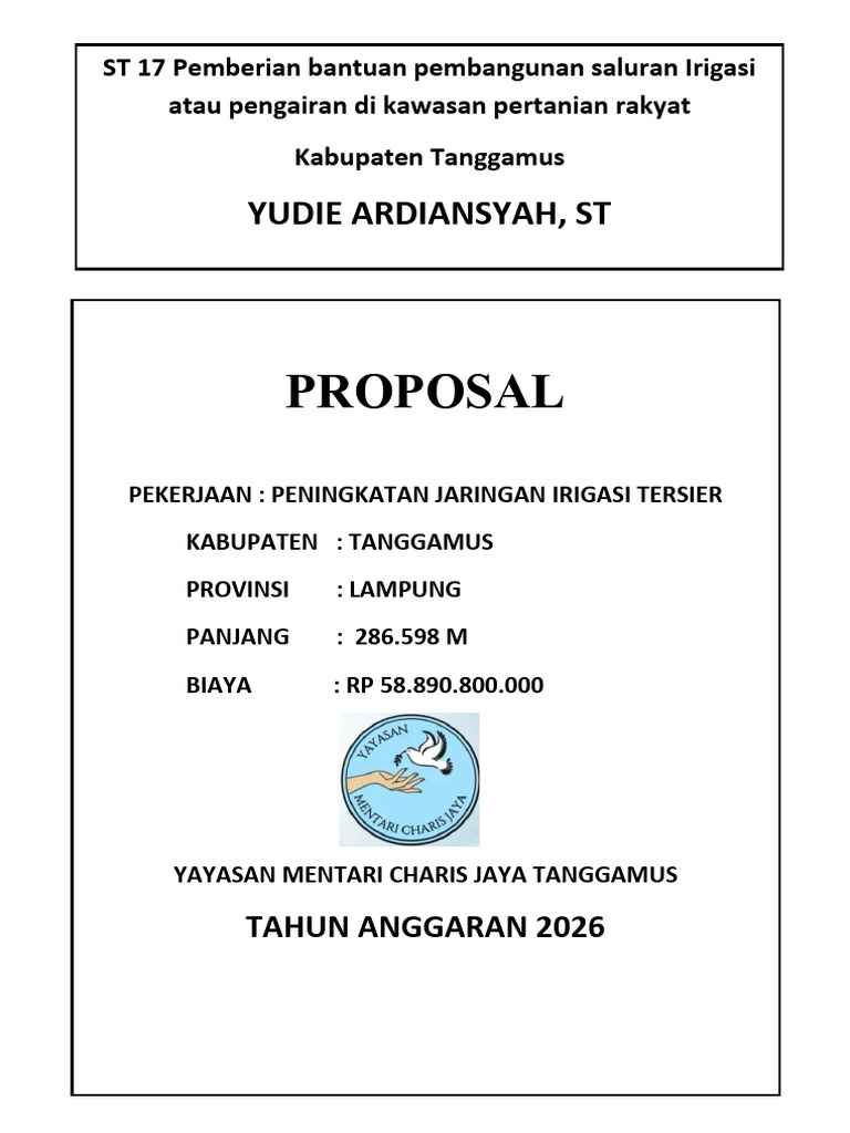 Proposal ST 17 Total Irigasi Tanggamus Yudie Ardiansyah ST | PDF