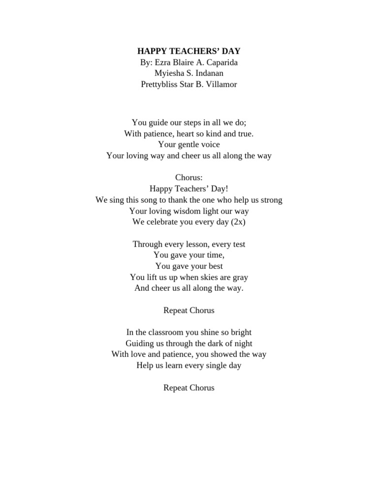 Happy Teachers Day Song | PDF