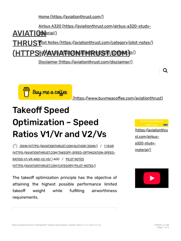 Takeoff Speed Optimization – Speed Ratios V1-Vr and V2-Vs – Aviation ...