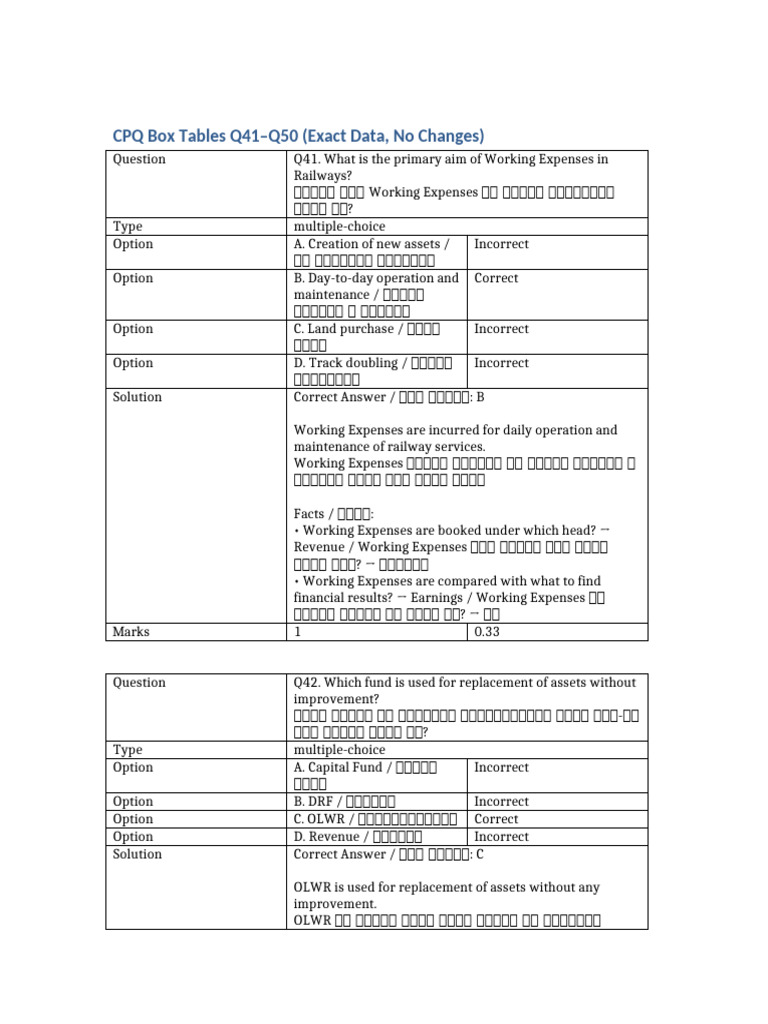 CPQ Q41 Q50 Box Tables | PDF