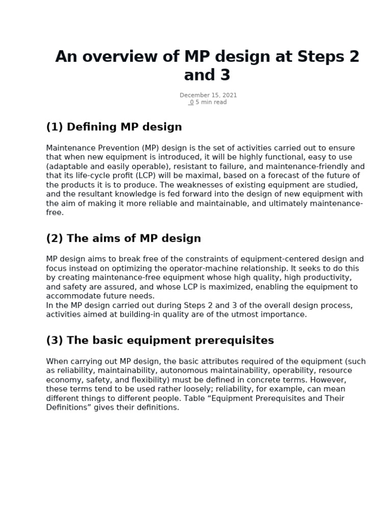 An Overview of MP Design at Steps 2 and 3 | PDF | Reliability Engineering