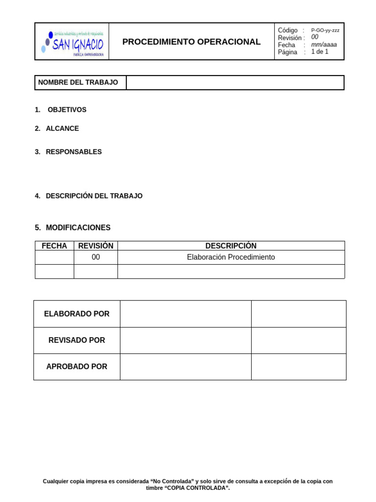 Formato Procedimiento Operacional (3) | PDF