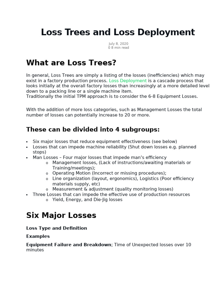 Loss Trees and Loss Deployment | PDF | Business