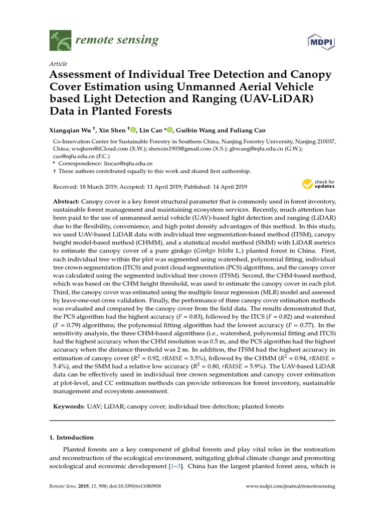 Assessment of Indianvidual Tree Detection and Cacnopy Cover Estimation ...