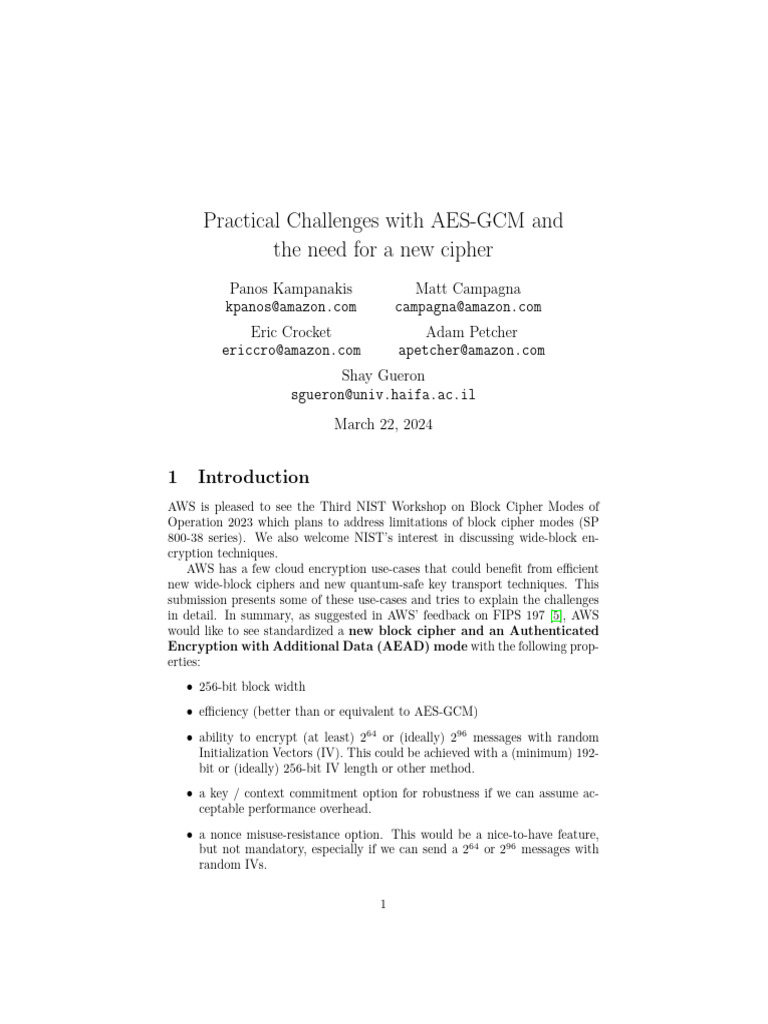 Practical Challenges With AES-GCM | PDF | Encryption | Computer Security